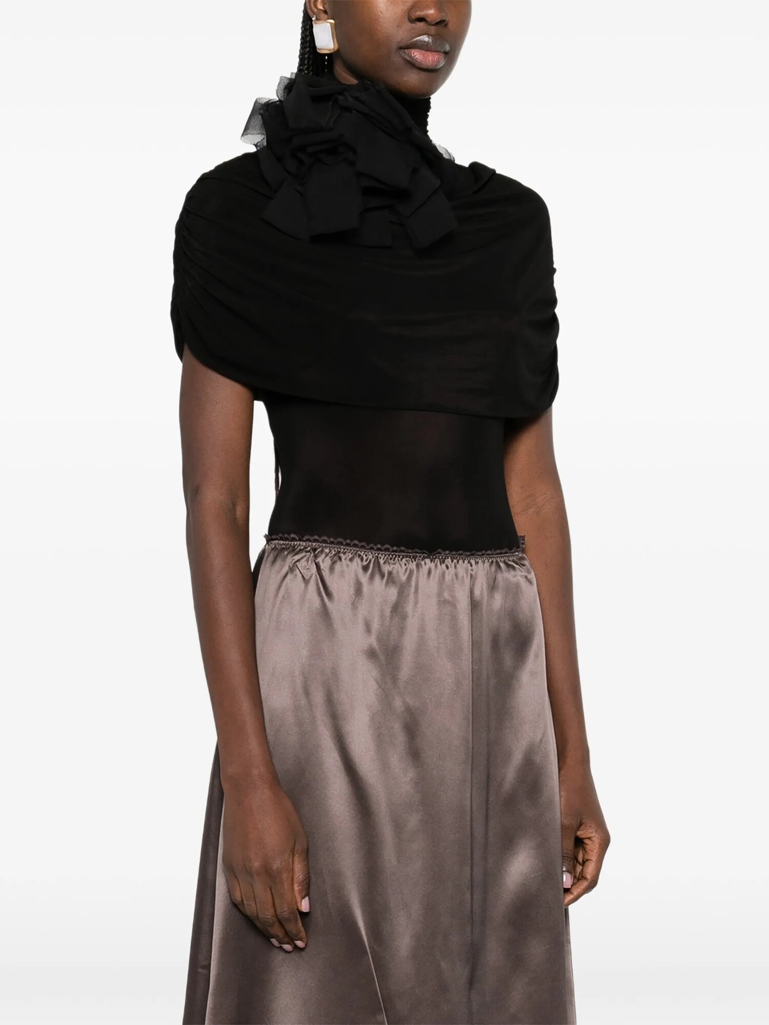 Боди бельевое MAGDA BUTRYM Draped high-neck bodysuit, размер 38, черный (black) — фото 1