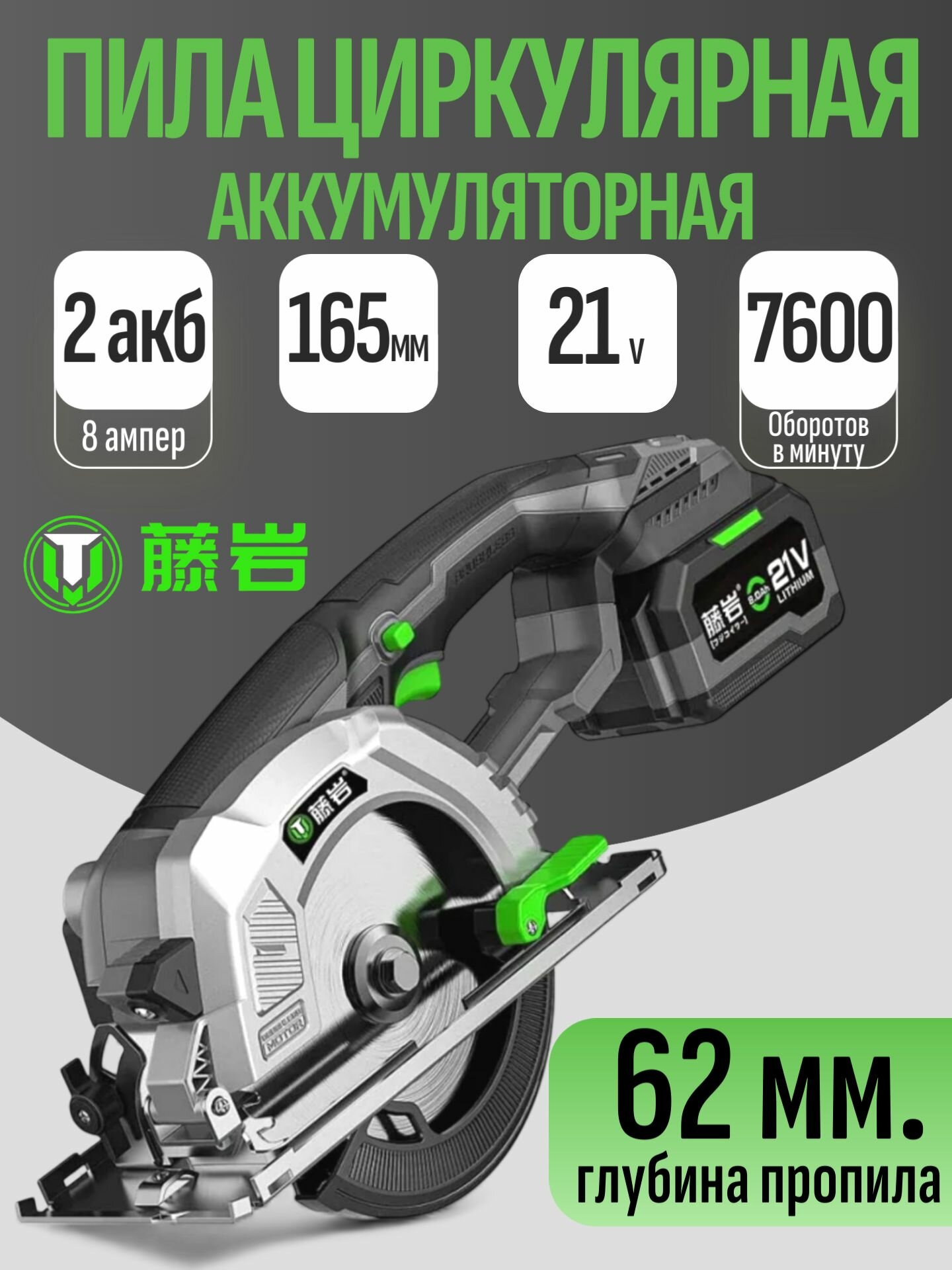 Tenyn EX165 аккумуляторная циркулярная пила в кейсе
