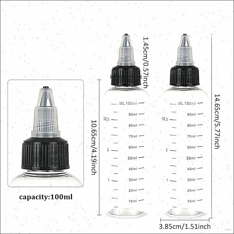 Набор из 10 бутылочек 100 мл с дозатором и шкалой для точного дозирования клея, соусов, красок и жидкостей удобные и универсальные емкости для творчества, кулинарии и быта