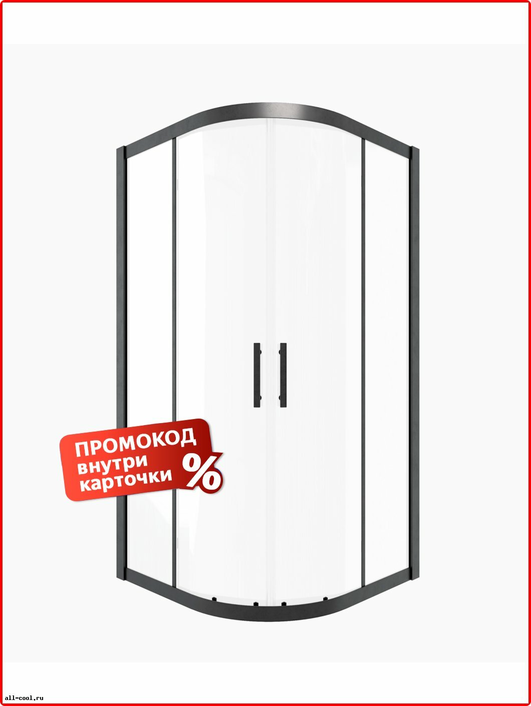 Душевой уголок Timo Rossana 100x100, четверть круга, прозрачное, черный, раздвижные, без поддона в комплекте