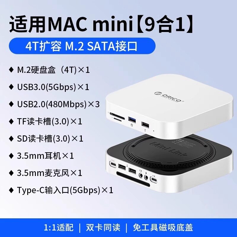 Док-станция Orric Macmini M4, адаптер расширения M4 Pro с несколькими портами Type-C, M.2 жесткий диск