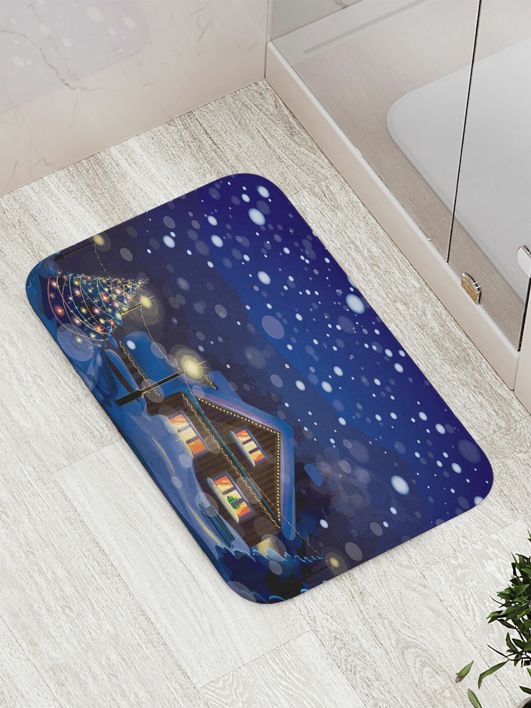 Коврик для ванной комнаты, туалета "Новогодняя сказка" противоскользящий, 52х77 см, JoyArty, серия Новый год