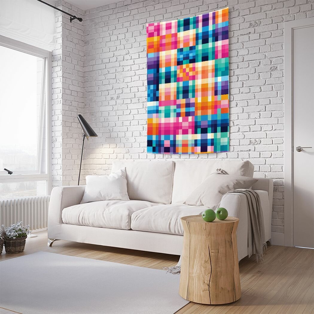 Вертикальное фотопанно на стену JoyArty "Пиксельные квадратики", из ткани, 100х150 см