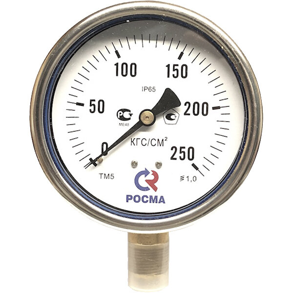 Манометр радиальный Росма ТМ-520Р.00 (0-25кгс/см2) М20х1.5 1 виброустойчивый (готовый к гидрозаполнению) 100мм, тип - ТМ-520Р, радиальное присоединение, шкала (0-25кгс/см2), резьба М20х1.5, класс точности 1, цвет хром