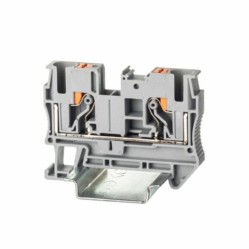 Клемма проходная зажим push-in 2 точки подключения 6кв. мм сер. DKC VPR-6-GY