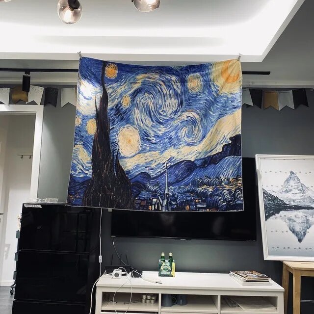Гобелен "Звездная ночь" Ван Гога, 73x95 см, темно-синий