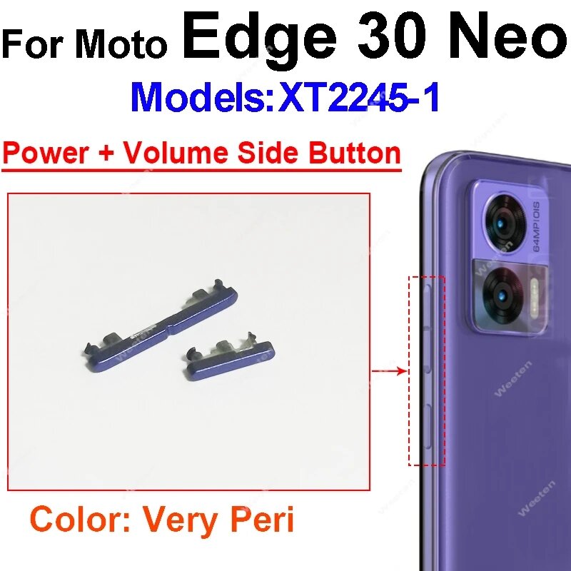 Кнопка боковая Power Volume для Moto Edge 30 Neo XT2245-1, Very Peri