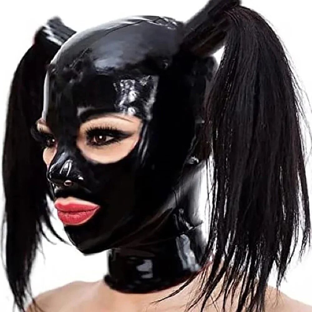 Латексная маска с хвостиками для косплея C-Size XL