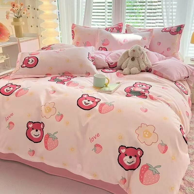Комплект постельного белья из микрофибры Hello Kitty, 150х200 см, розовый