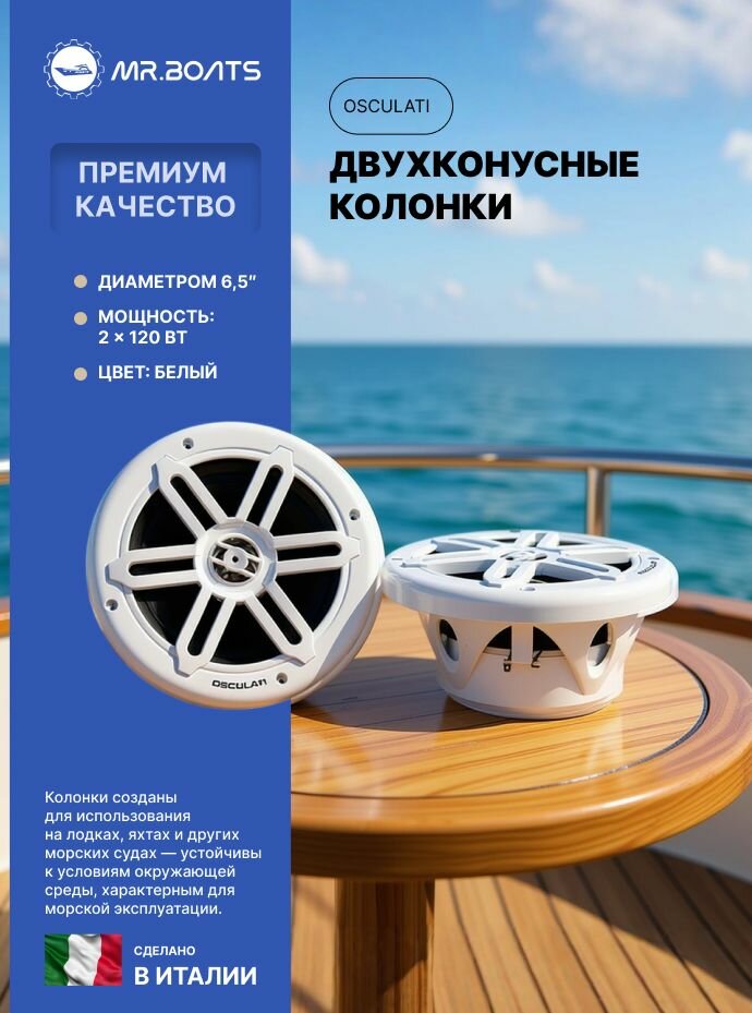 Двухконусные колонки Osculati диаметром 6,5" - 2x120W, белый