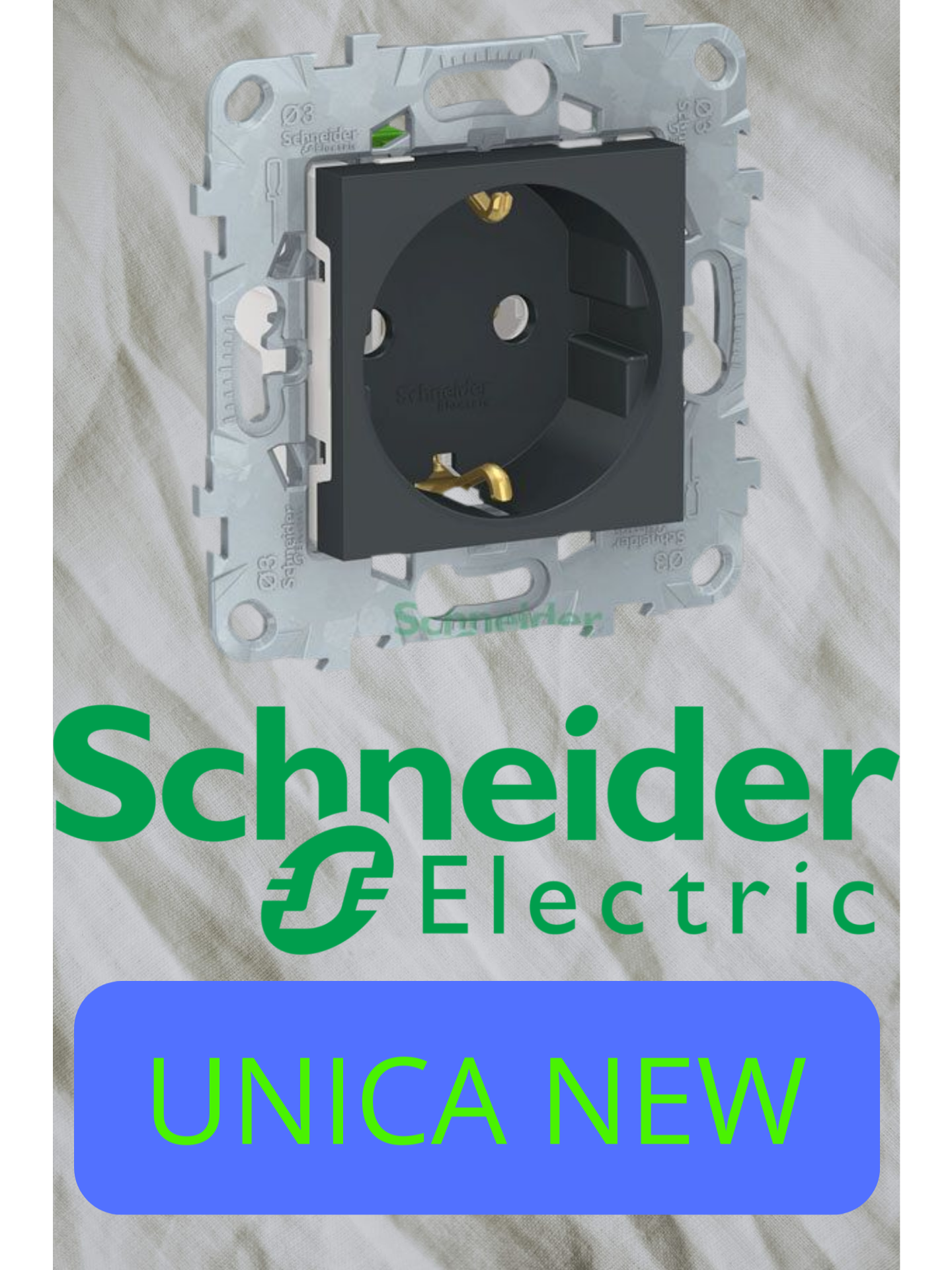 Розетка Schneider Unica New антрацит с заземлением без шторок NU505654