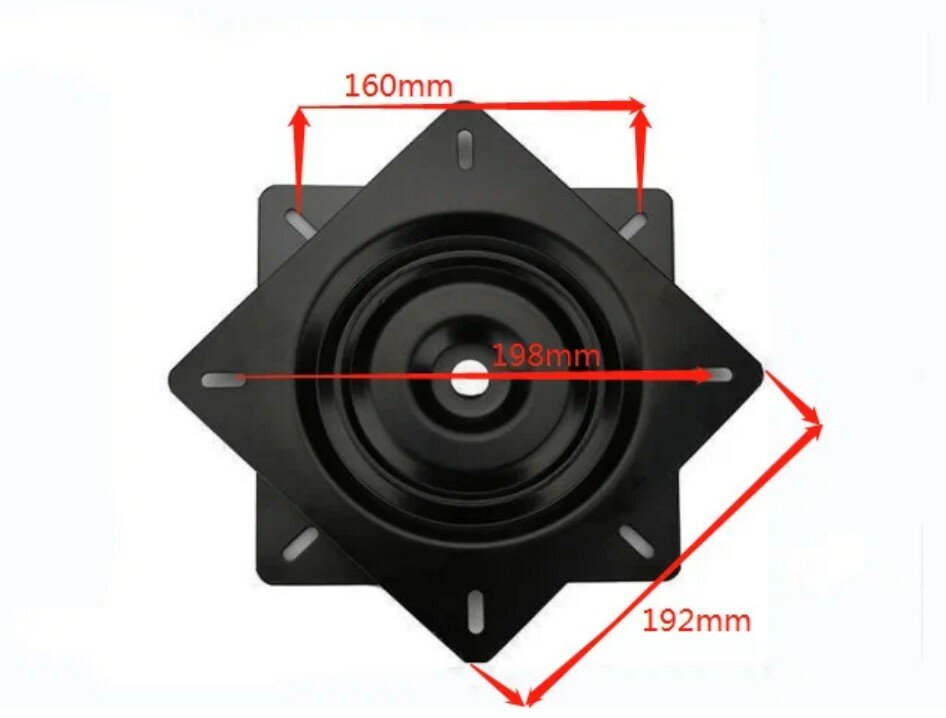 Поворотный механизм MyPads для кресел, тумб, столов из оцинкованной стали толщиной 2 мм, размер 192х192 мм.