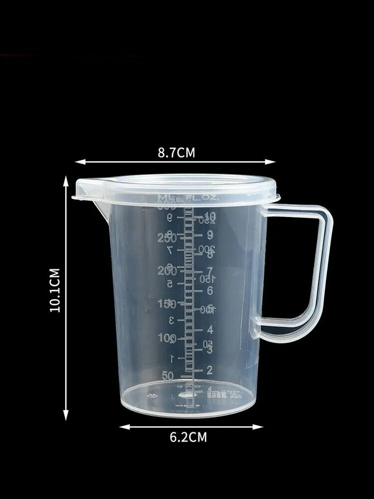 Стакан мерный с носиком 300 мл. с крышкой (деление 10 мл.)/Емкость для воды, масла/Кувшин дозатор мерник