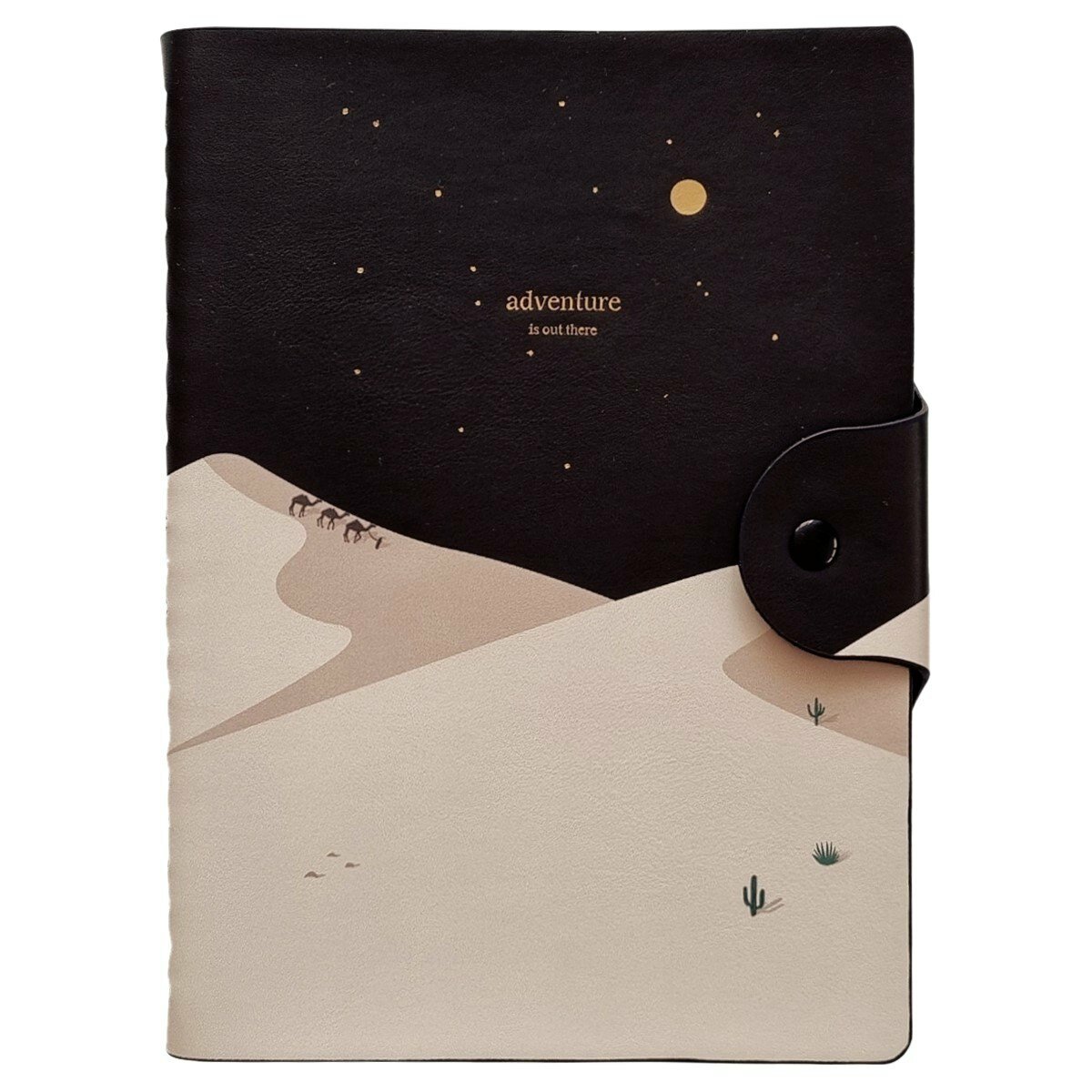 Тетрадь А5 96л кл. "Adventure" бежевый, иск. кожа, мягк. переплет, тисн. фольгой, полускр. спираль, кнопка