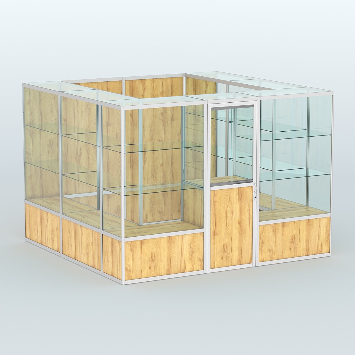 Павильон из профиля пристенный №9б (6,75 кв. м), Дуб Золотистый