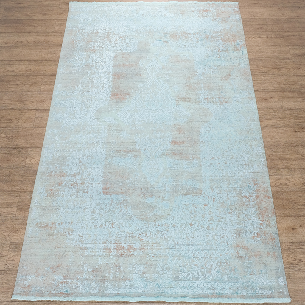 Ковер Турецкий Art Deco дизайн 3041B цвет CREAM / JADE_TURQUOISE 0.8x1.5м