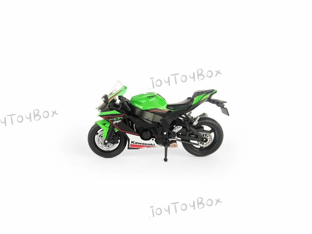 Мотоцикл 1:12 Kawasaki Ninja ZX-10R зеленый коллекционный — фото 1
