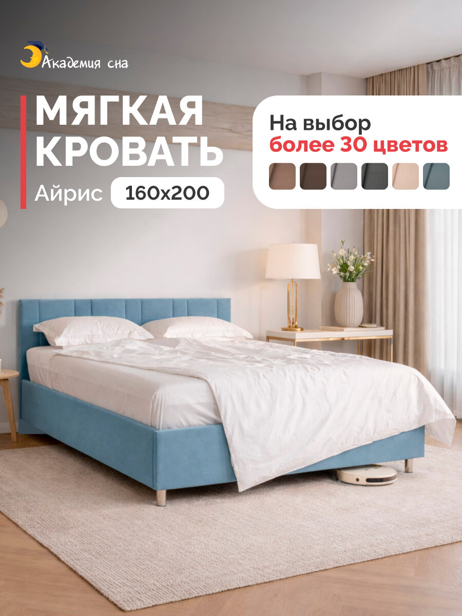 Кровать 160х200 двуспальная Академия сна Айрис Тк. Velutto 47