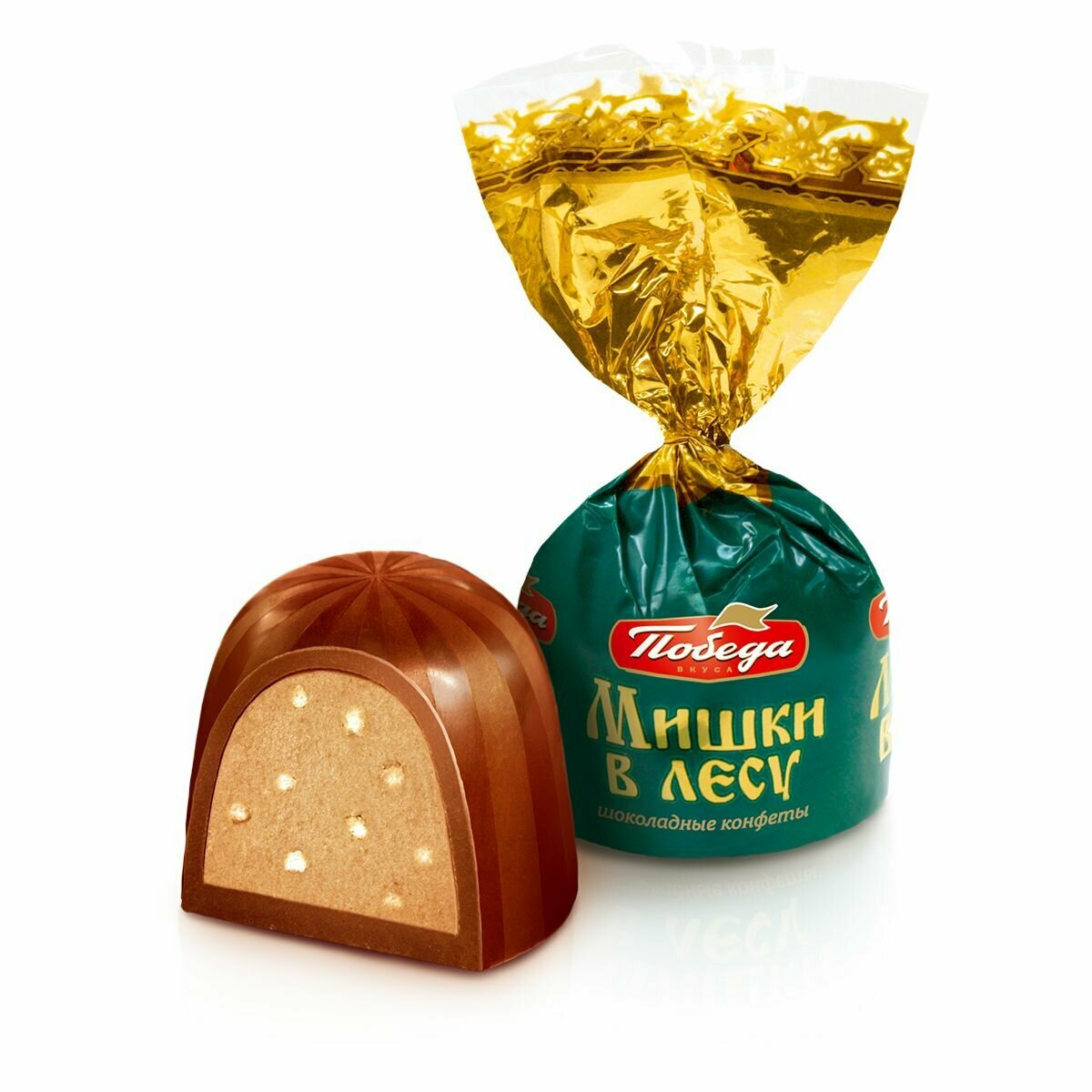 Конфеты шоколадные Победа вкуса Мишки в лесу с шоколадно-вафельной начинкой, 500 г