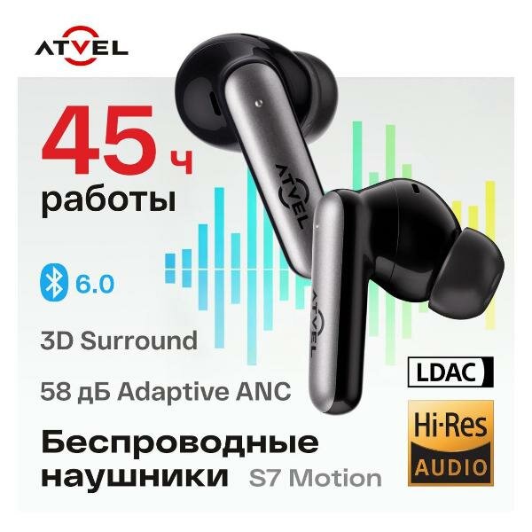 Наушники беспроводные Atvel TWS S7 Motion черные