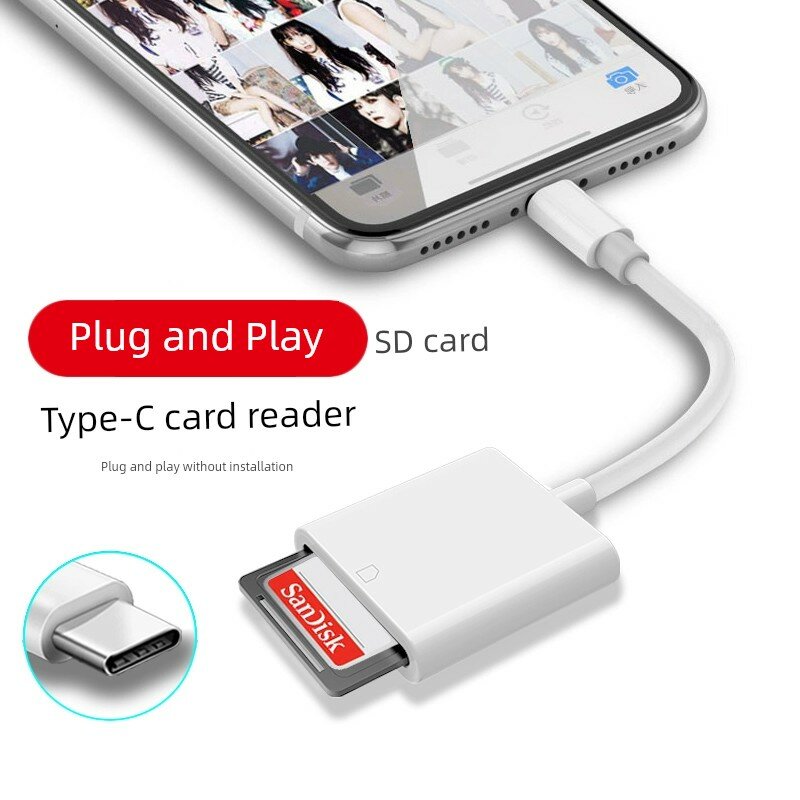 Картридер для SD-карт подходит для телефонов Apple с разъемом Type-C, Sony, Canon, Nikon и подключается к памяти для