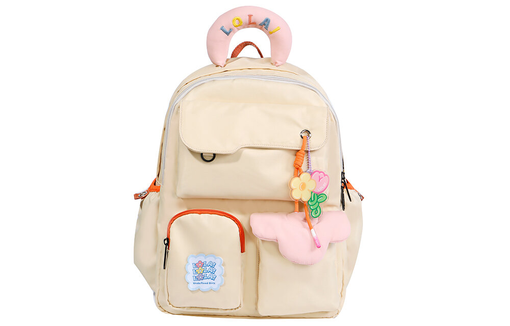 Нейлоновый рюкзак женский LOLA DESIGN Sea Salt White/Cream Yellow/Blue, 5634002