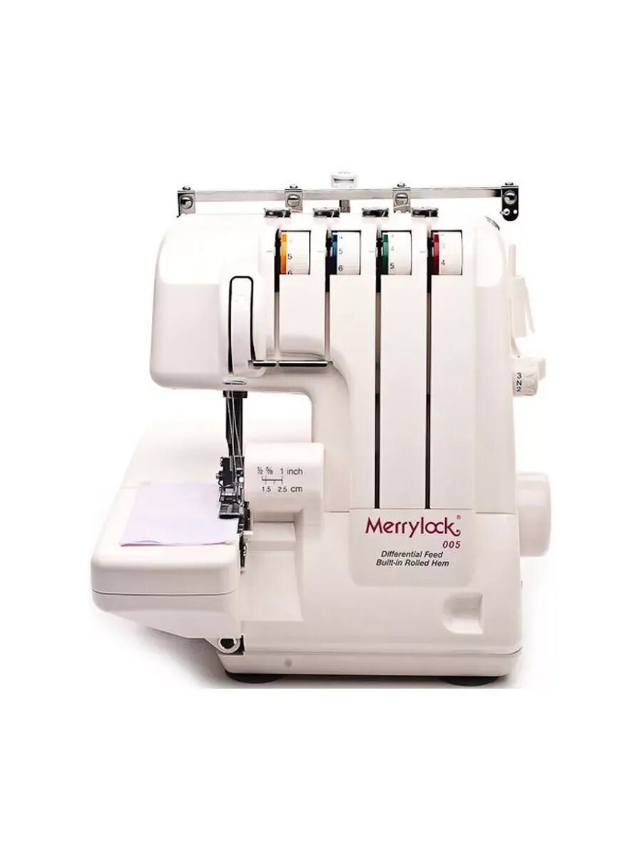 Оверлок Merrylock 005, белый бытовой мощность 105 Вт, 4х ниточный, 8 операций