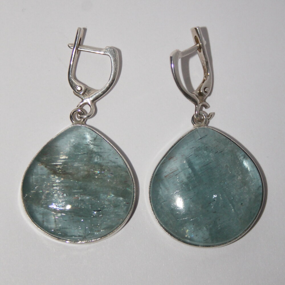 Серьги с подвесками, аквамарин