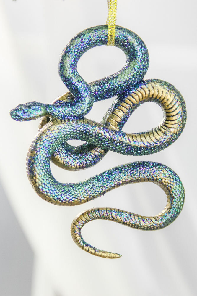 Ёлочное украшение змея 'чёрный сапфир', полистоун, 12 см, Goodwill D44093