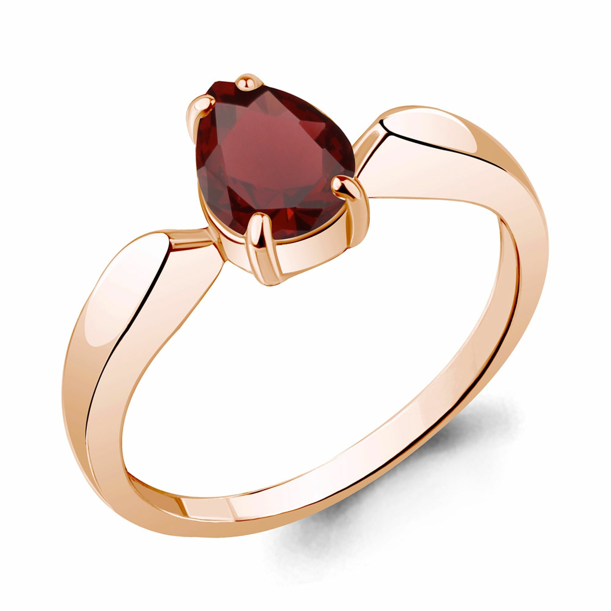 Кольцо, серебро, 925 проба, золочение, гранат