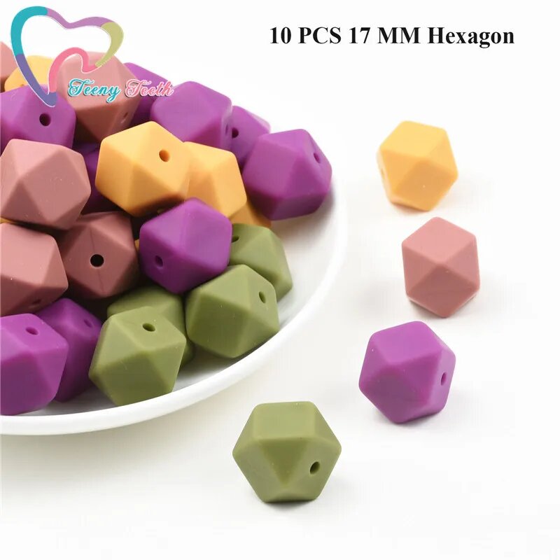 Силиконовые бусины 17 мм Hexagon, 10 шт.