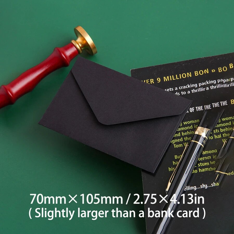 Мини-конверты из крафт-бумаги, квадратные, 10,5x7 см Black-50pcs