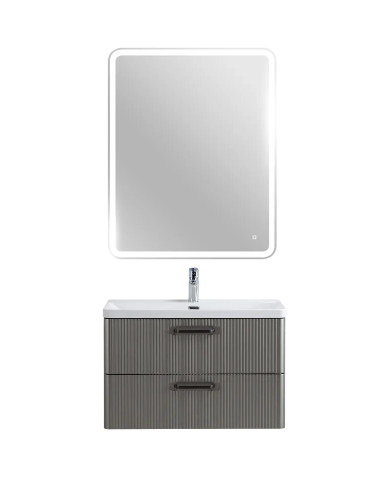 Мебель для ванной комнаты BelBagno Due 80 ручки матовый темный никель, сатин