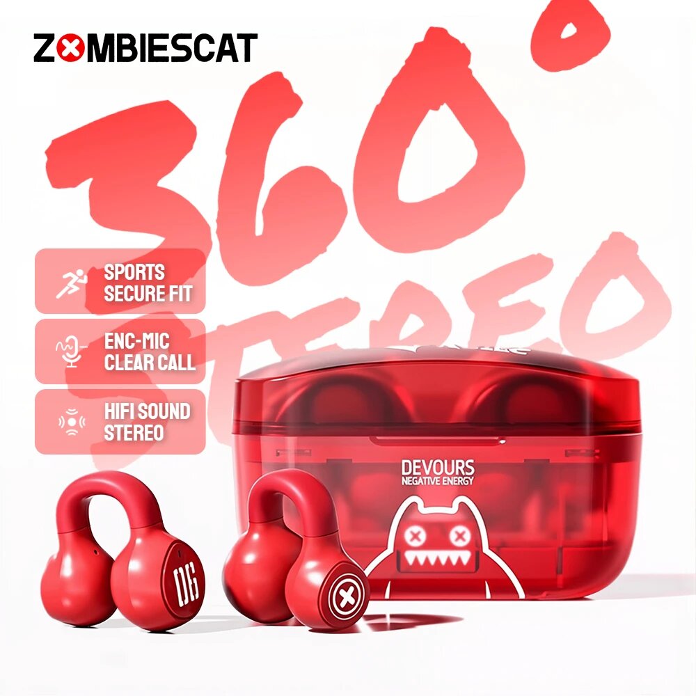 Zombiescat S4 Беспроводные наушники, Transparent Red