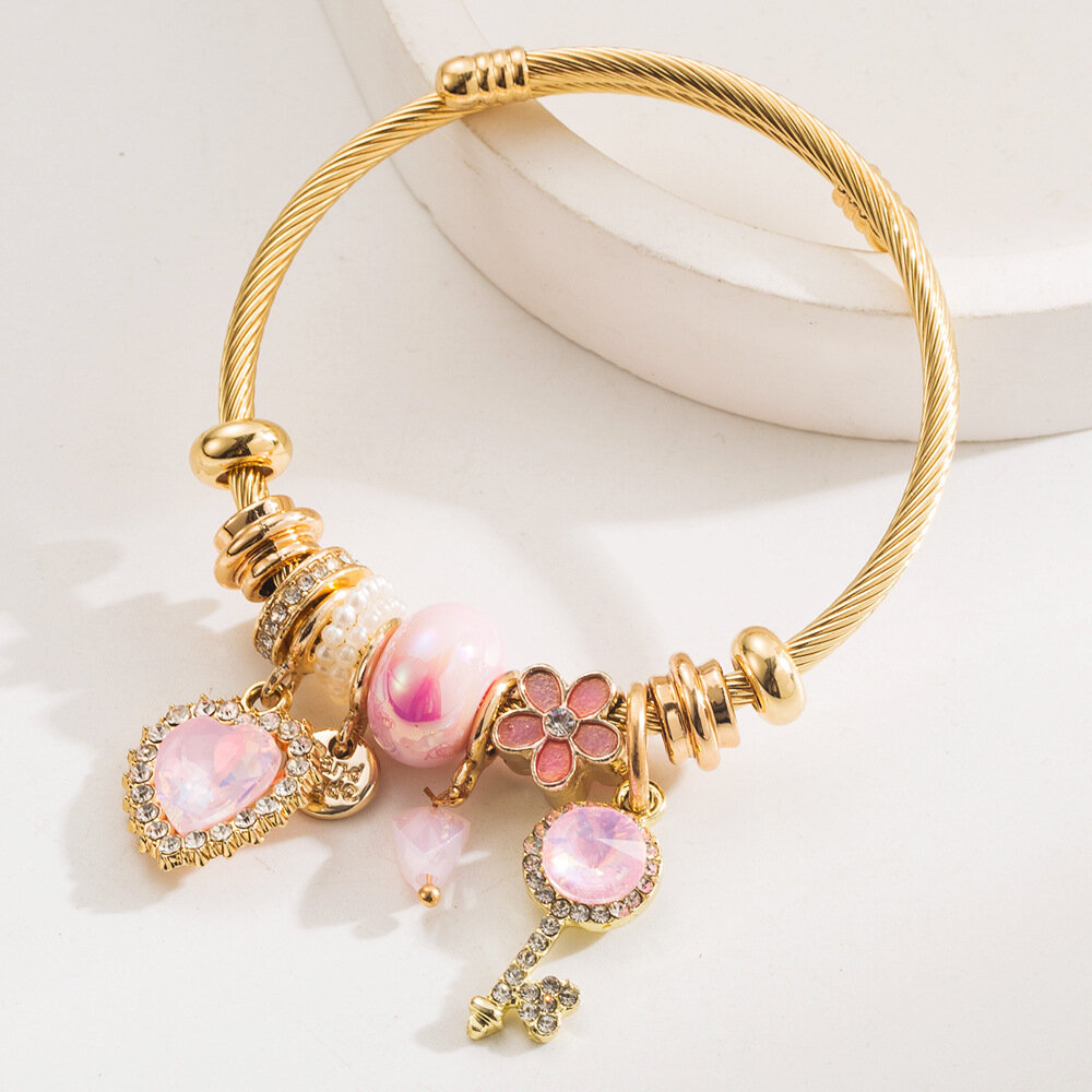 YM Mall Браслет блестящий Клевер-сердце Подвесной Укрепляет удачу и элегантность