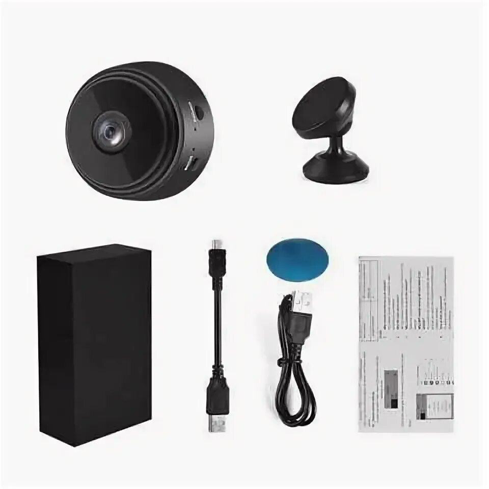 Камера видеонаблюдения MINI A9, поворотная, беспроводная, Wi-Fi, 1920x1080, черная