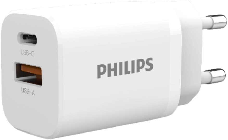 Сетевое зар./устр. Philips DLP5331 30W 1.5A (PD) USB/USB Type-C универсальное белый (DLP5331CW/74)