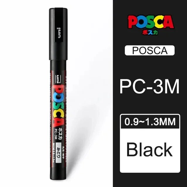 Маркер Uni Posca PC-3M черный, 0.9-1.3 мм
