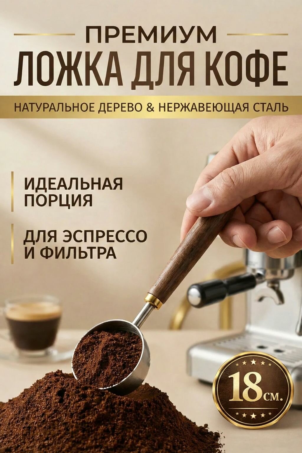 Ложка кофейная, нержавеющая сталь, 18 см (ковш 45мм)