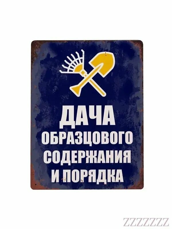 Прикольная табличка Дача образцового содержания и порядка, металл, 20х30 см.