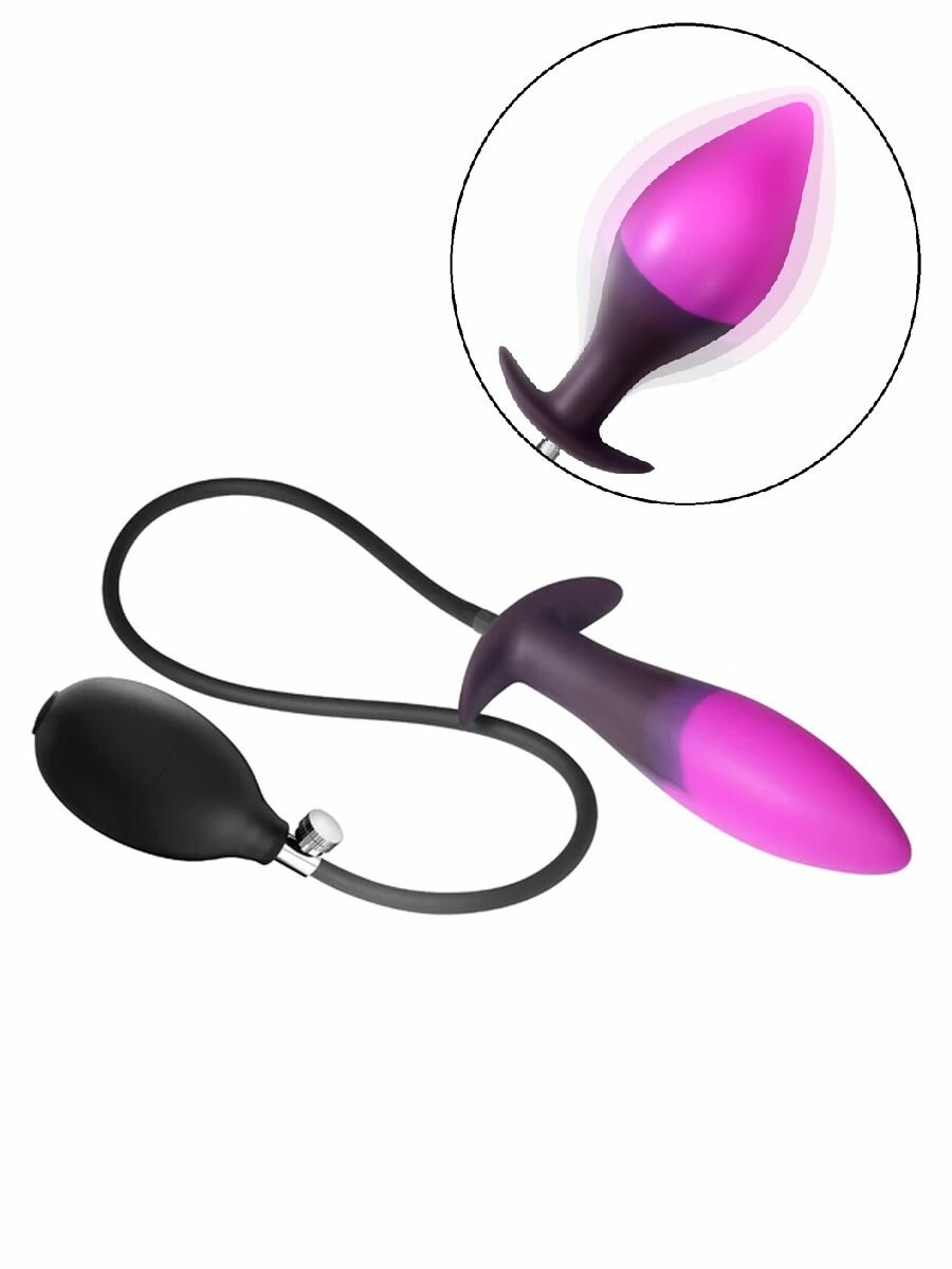 Надувная анальная пробка-расширитель с грушей для ношения, 18см