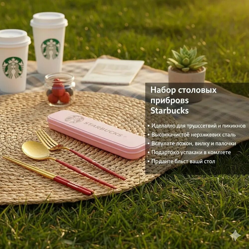 Starbucks Набор столовых приборов Starbucks 4 предм. красный