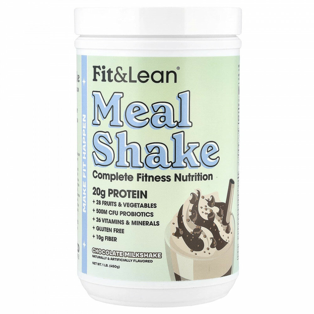 Fit & Lean, Meal Shake, комплексное питание для физической активности, шоколадный молочный коктейль, 450 г (1 фунт)