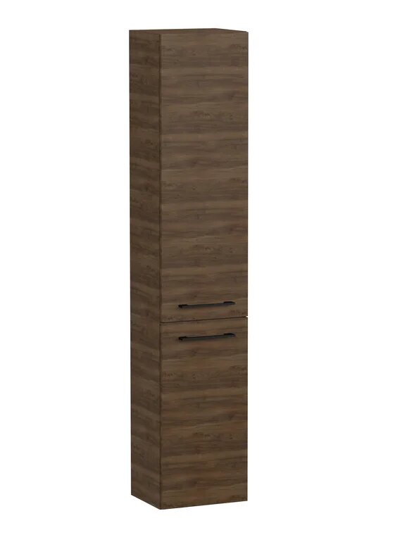 Шкаф-пенал для ванной Cersanit Лара (Lara) 30 подвесной, 30 см, темное дерево, матовый, с дверками, в стиле лофт