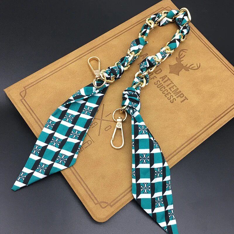 Шелковый шарф, лента, аксессуары для сумок, цепочка, модный шарф, женская сумка, Декор, typle-3