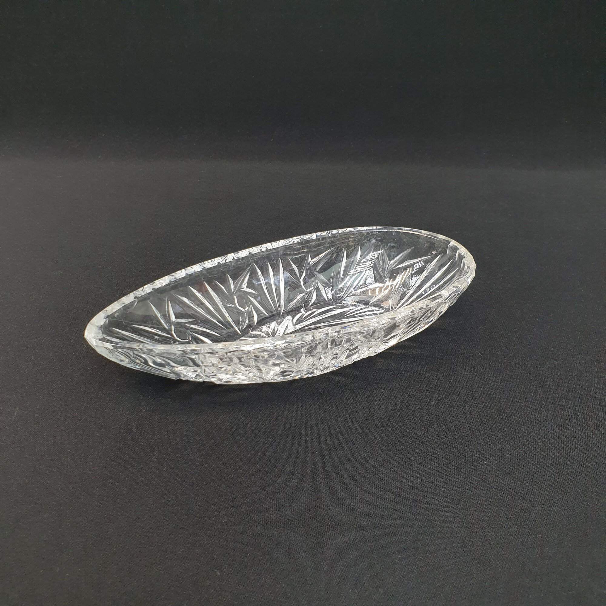 Винтажный салатник малый конфетница, хрусталь 19х9 см, Польша