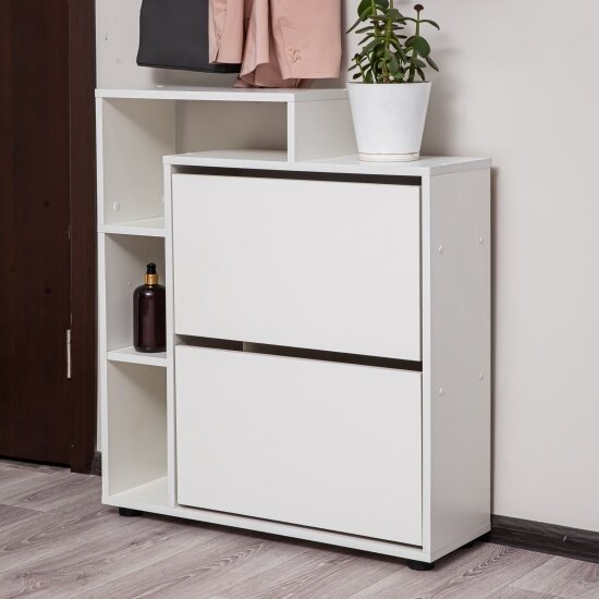 Обувница Letta Ultra Plus вертикальная 2 секции Белое тисн. 750х859х246