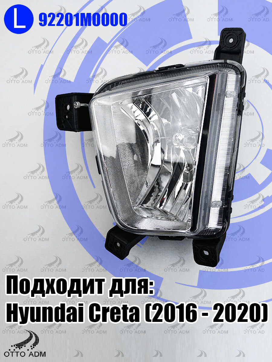 ПТФ левая для Хендай Крета, Фара противотуманная левая для Hyundai Creta 2016-2020 92201M0000