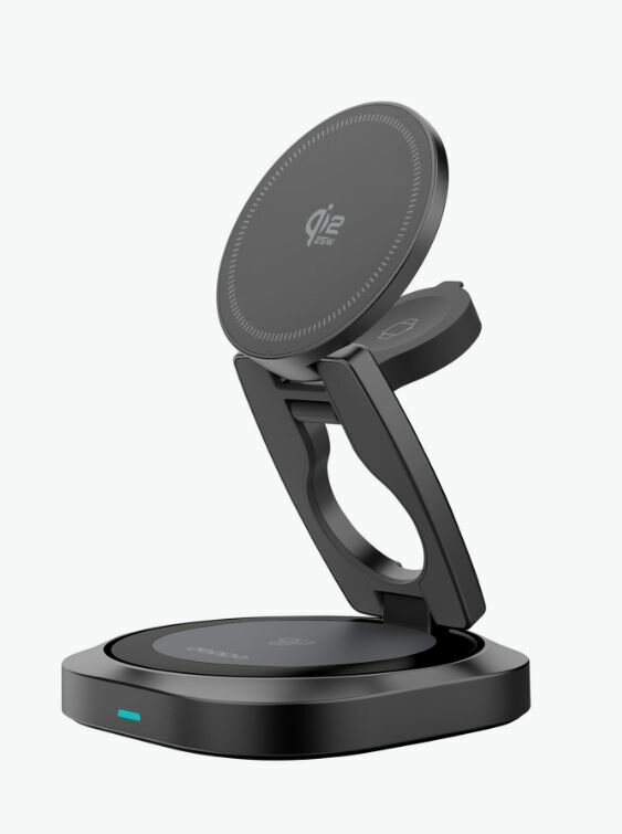 Беспроводная зарядная станция 3 в 1 QI2.2 Fold Power, Серая, Deppa 23171
