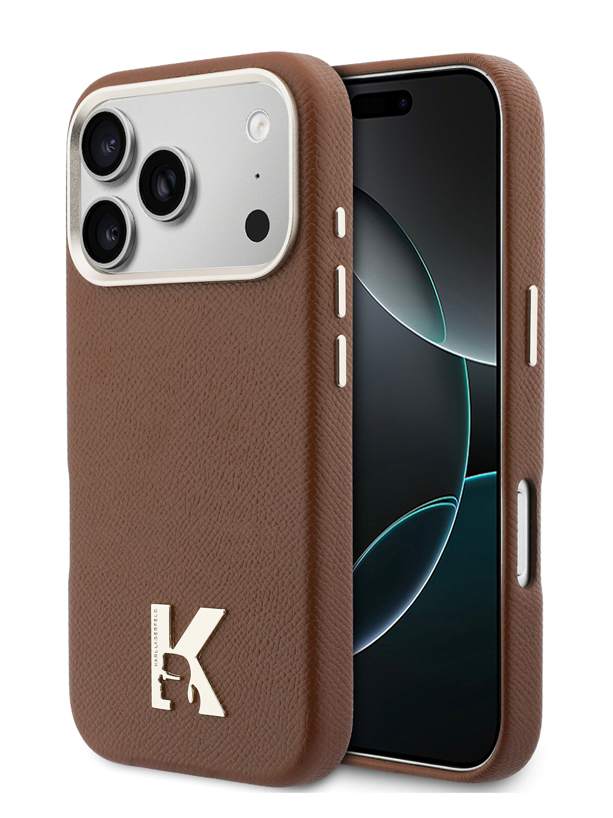 Чехол Karl Lagerfeld на iPhone 17 Pro, с магнитами MagSafe, из экокожи PU leather, коричневый